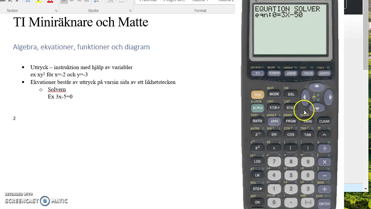 Algebra, ekvationer, funktioner och diagram - YouTube