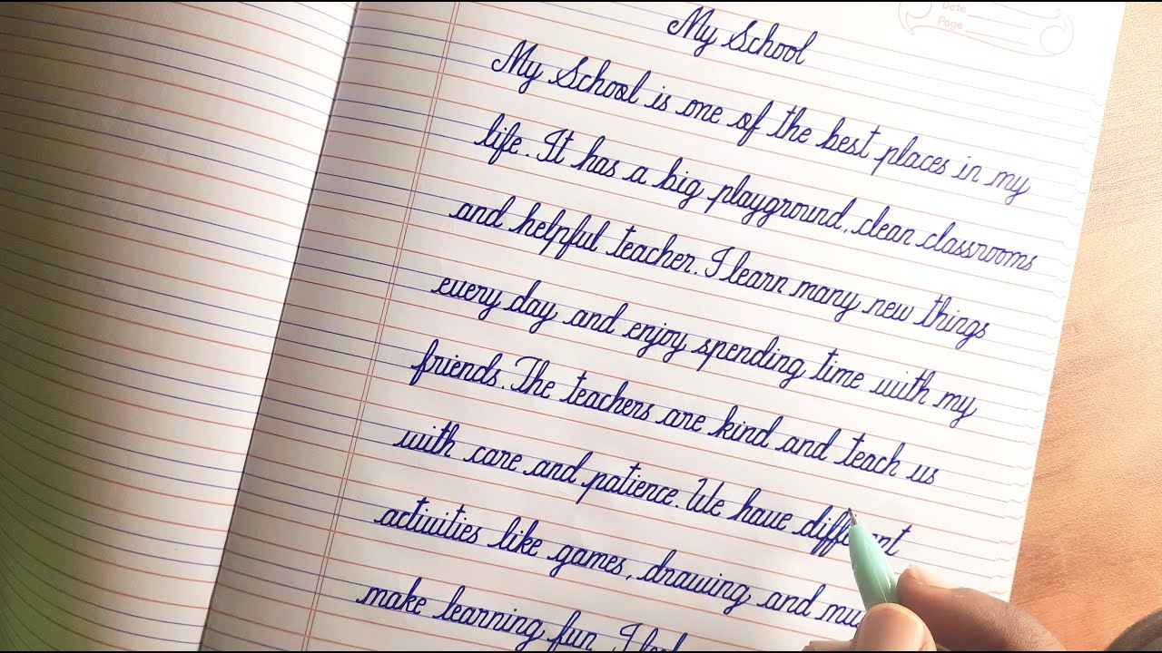 Improve Handwriting | Few lines on My school | Neat Handwriting ...