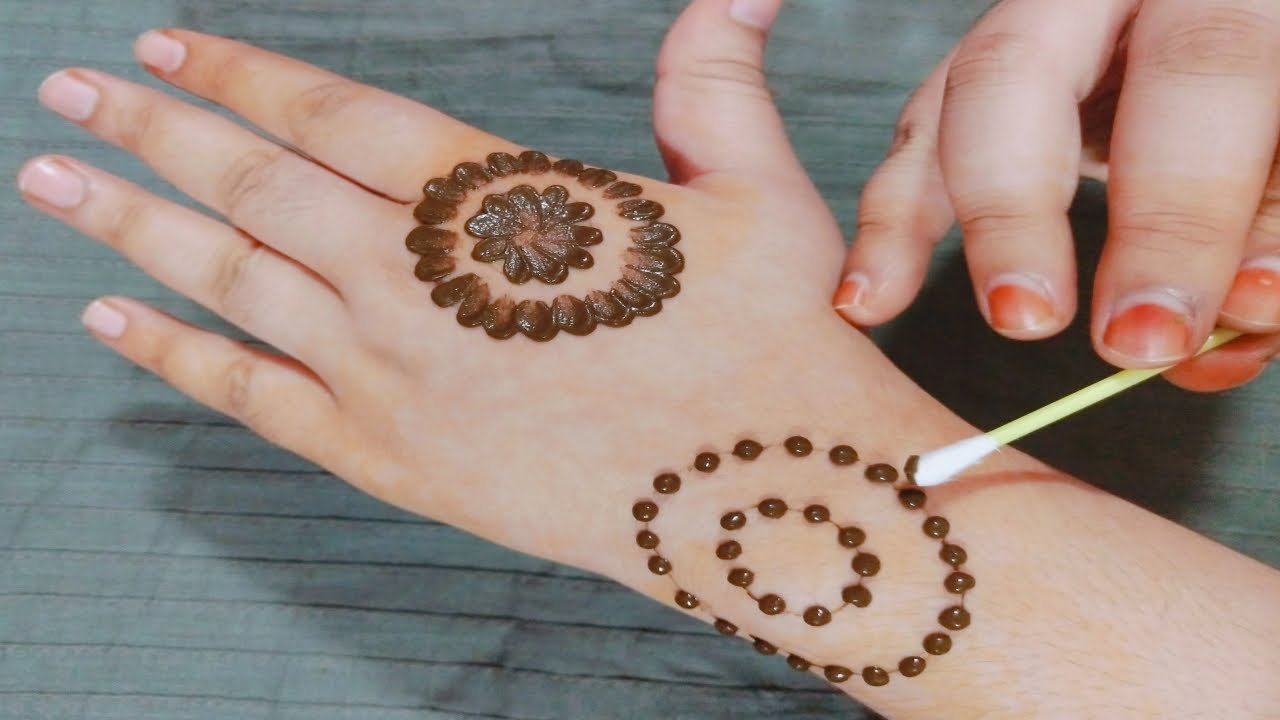 Beautiful Mehndi Design with Cotton Bud - Simple Mehendi Design for ...