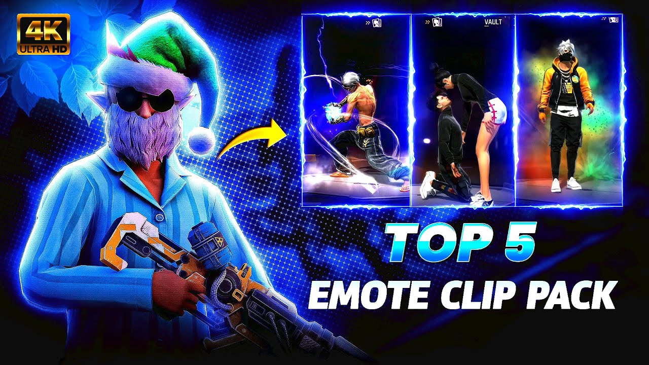 TOP 5 SMOOTH🔥AND 4K QUALITY EMOTE CLIP PACK | FREE FIRE NO COPYRIGHT ...