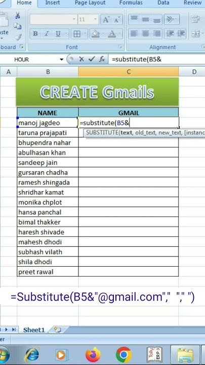Quickly Create Email addresses from names jn excel #shorts #youtubeshort #advanceexcel #msexcel ...