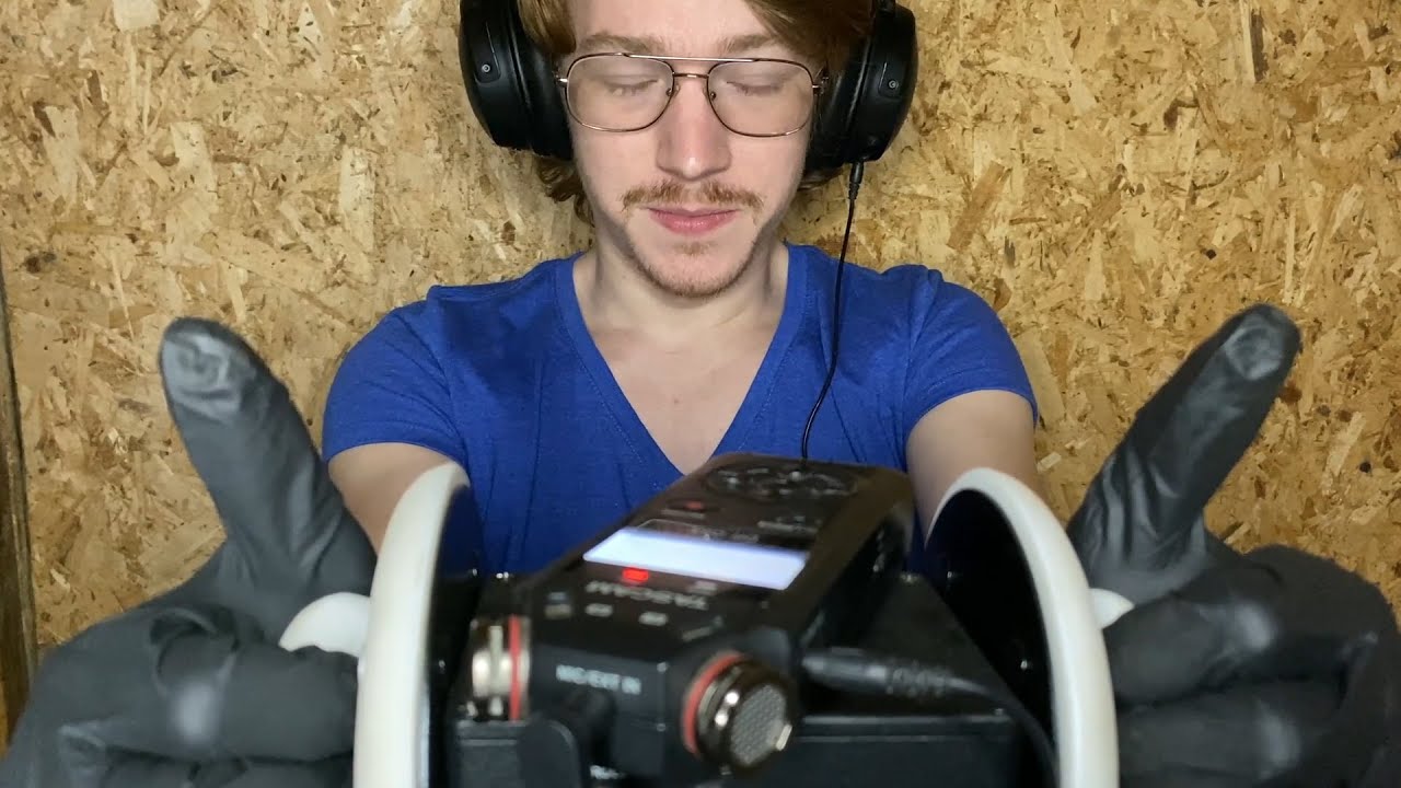 ASMR basic 3Dio Ear Covering/Tapping/Touching/Whispering w/ Nitrile Gloves! - YouTube