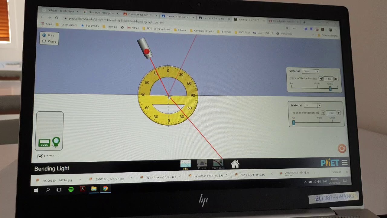 Y12 Total Internal Refraction Video PHET Simulation - YouTube
