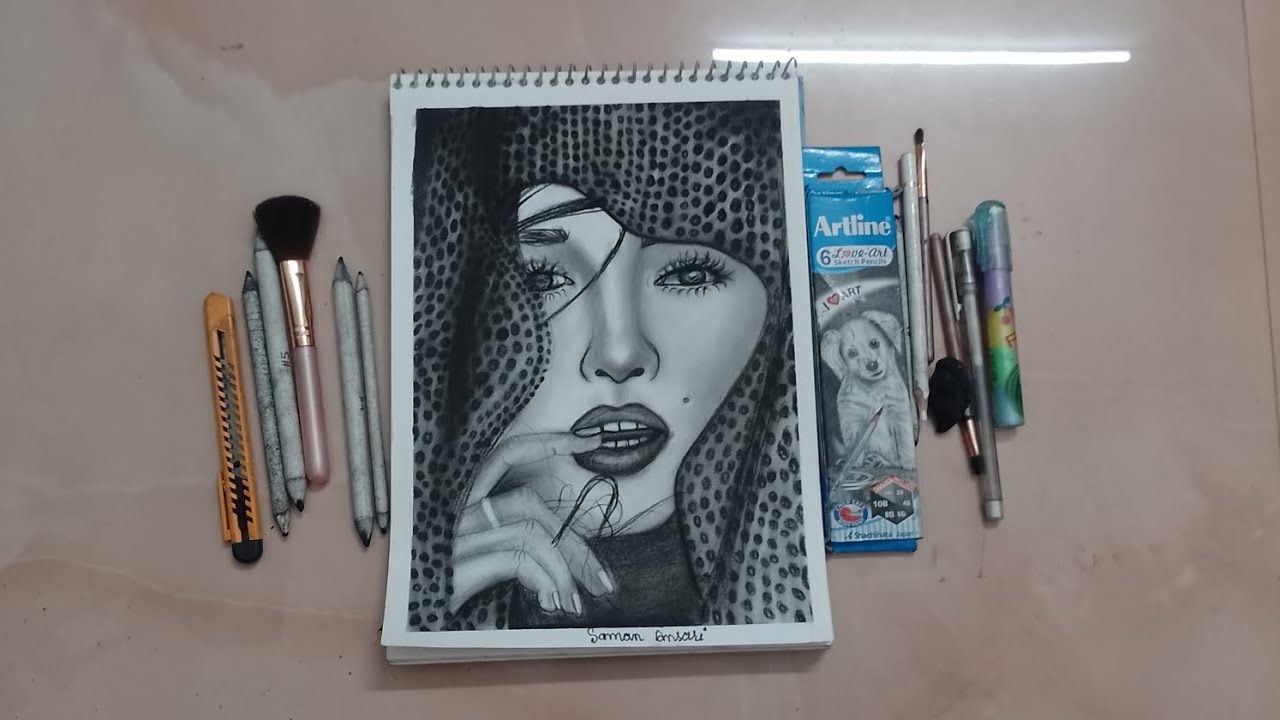 realistic girl sketch tutorial for biggeners #art#sketch #fireartist12 ...