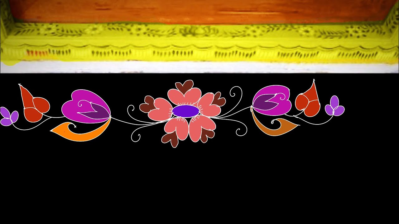 Easy simple door border rangoli || door border rangoli designs | gummam ...