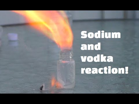 Sodium violently reacts with vodka & alcohol - YouTube