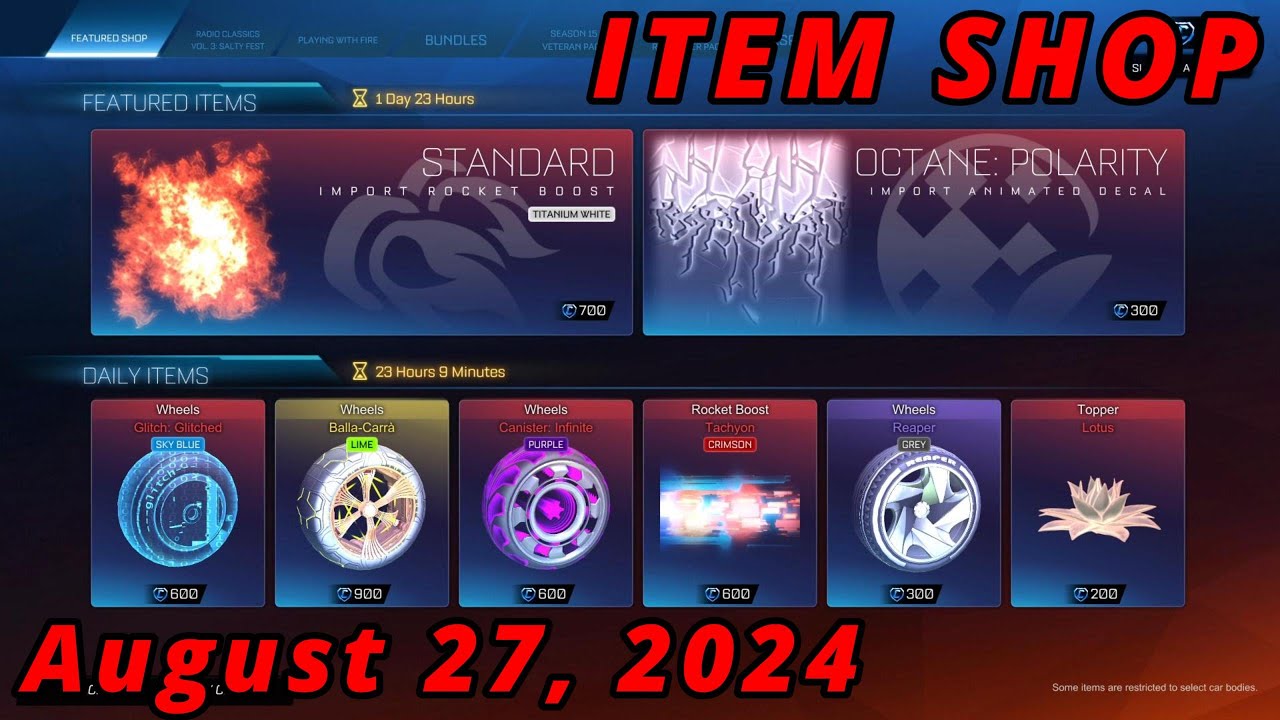 August 27 Rocket League Item Shop: TITANIUM WHITE STANDARD BOOST! - YouTube