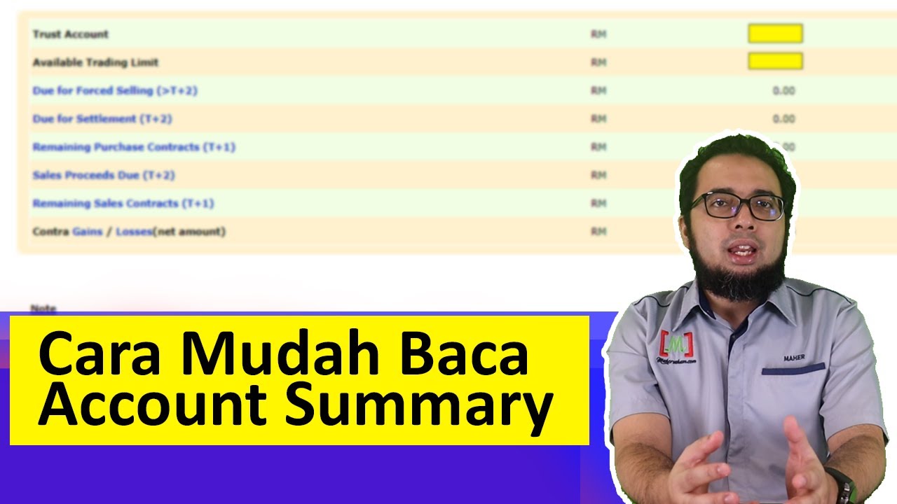 Cara Mudah Baca Account Summary #bursamalaysia #stockmarket - YouTube