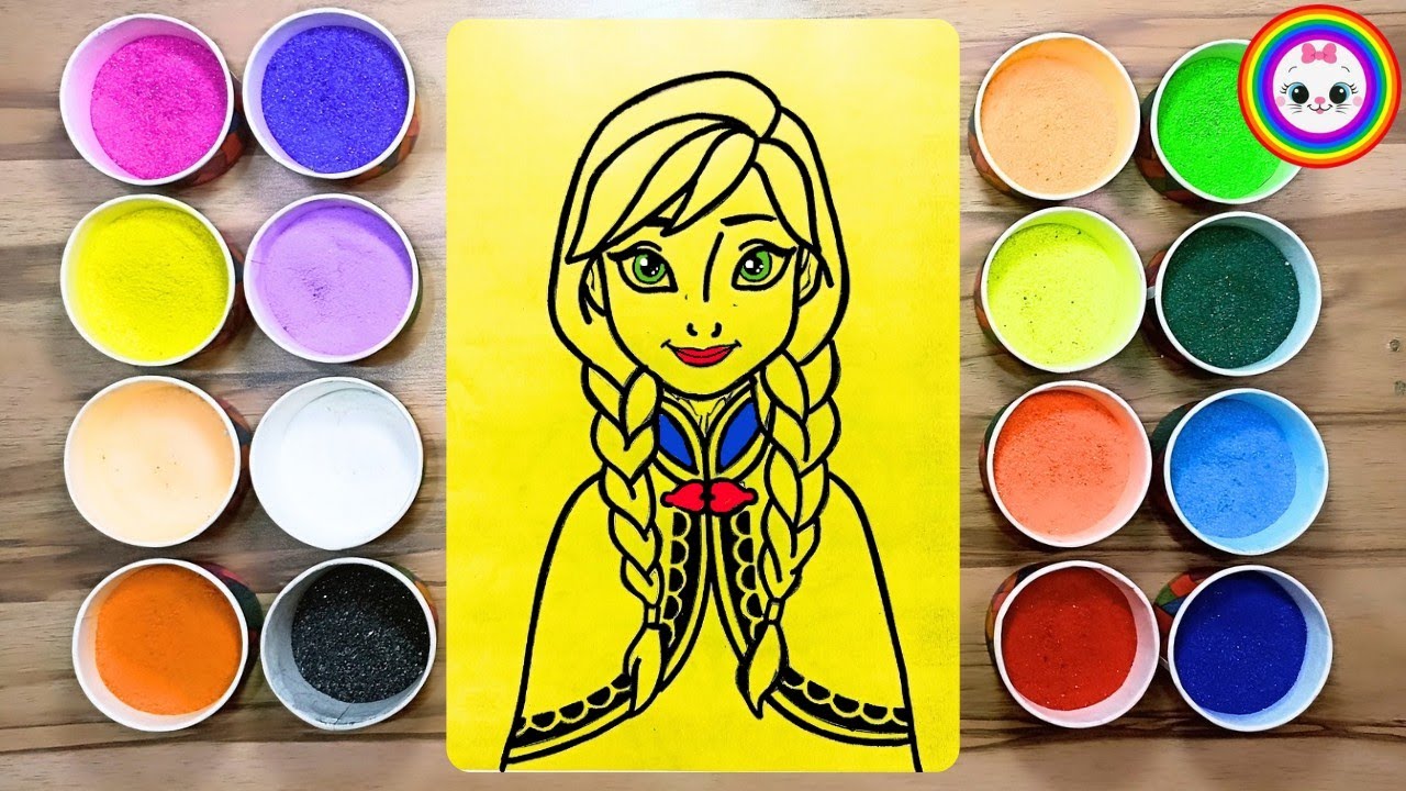 Sand Painting Coloring Anna Frozen Princess For Kids And Toddlers ...