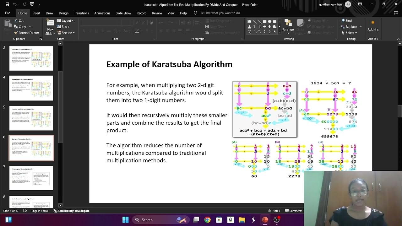 Karatsuba Algorithm For Fast Multiplication By Divide And Conquer Youtube
