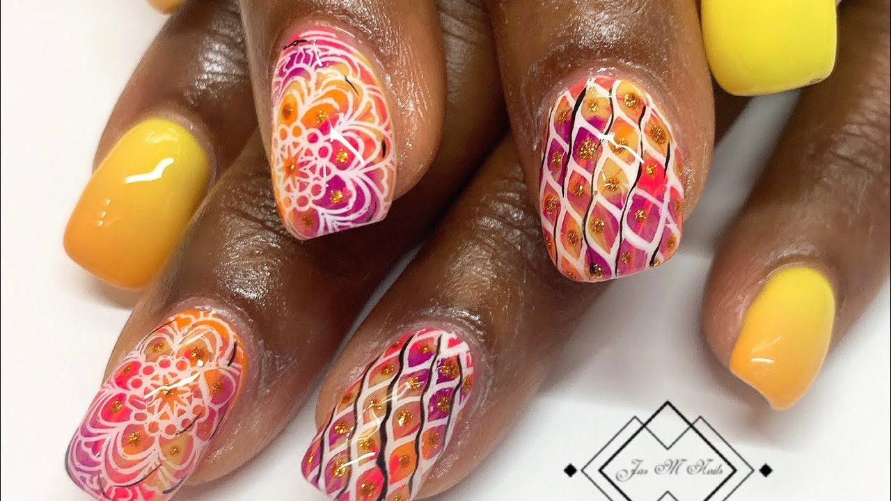 Nail Art (Stamp) Jas M Nails - YouTube