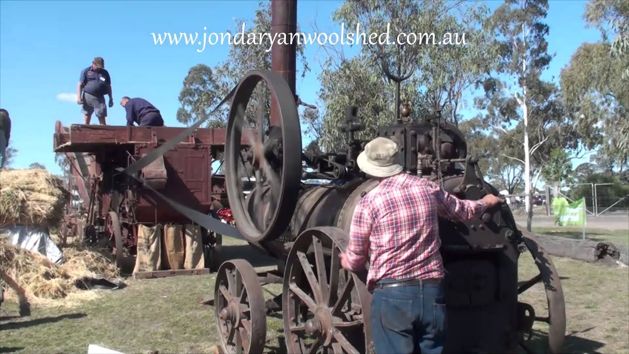 Steam Engine Threshing Wheat - YouTube