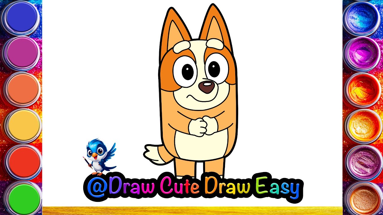 How to Draw the Cutest Bingo | Easy Bluey Drawing Tutorial for Kids ...