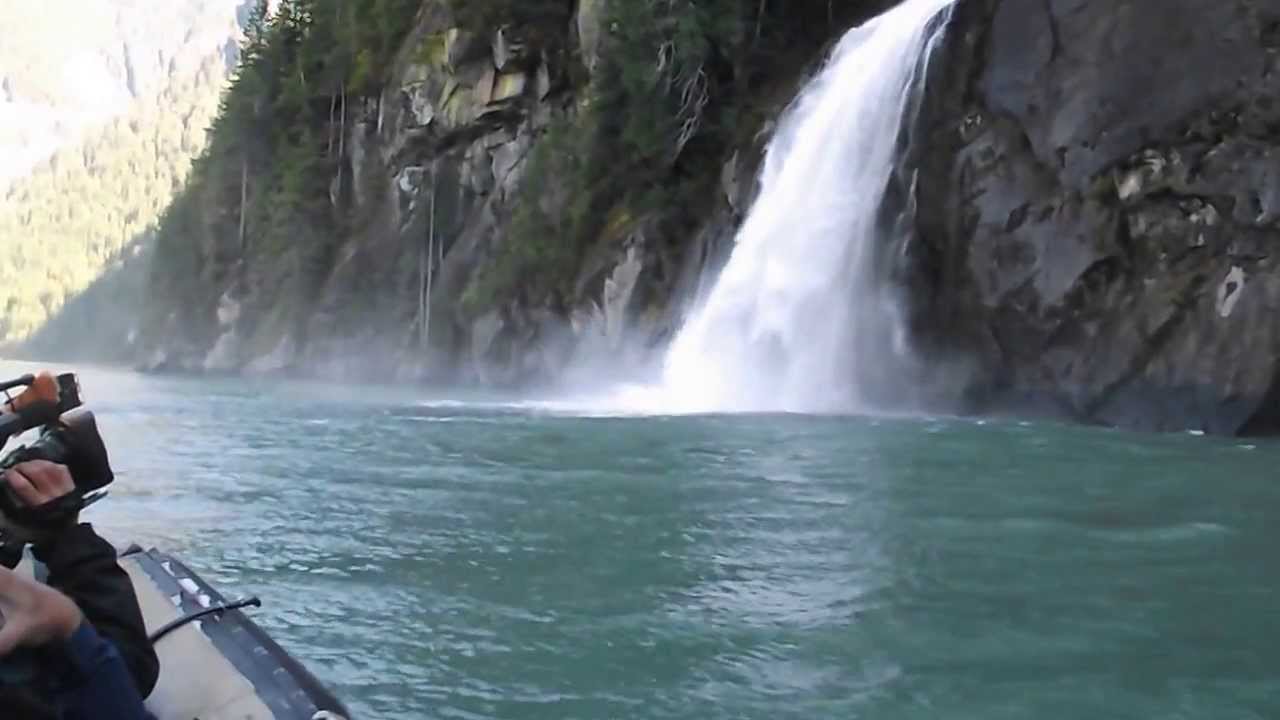 A waterfall in Toba Inlet, a fjord north of Lund / Powell River BC ...