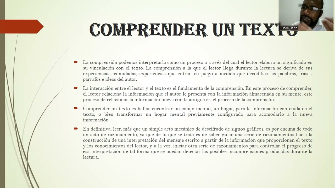 Qué es leer y que es comprender un comprender un texto. Profesor Rubén ...