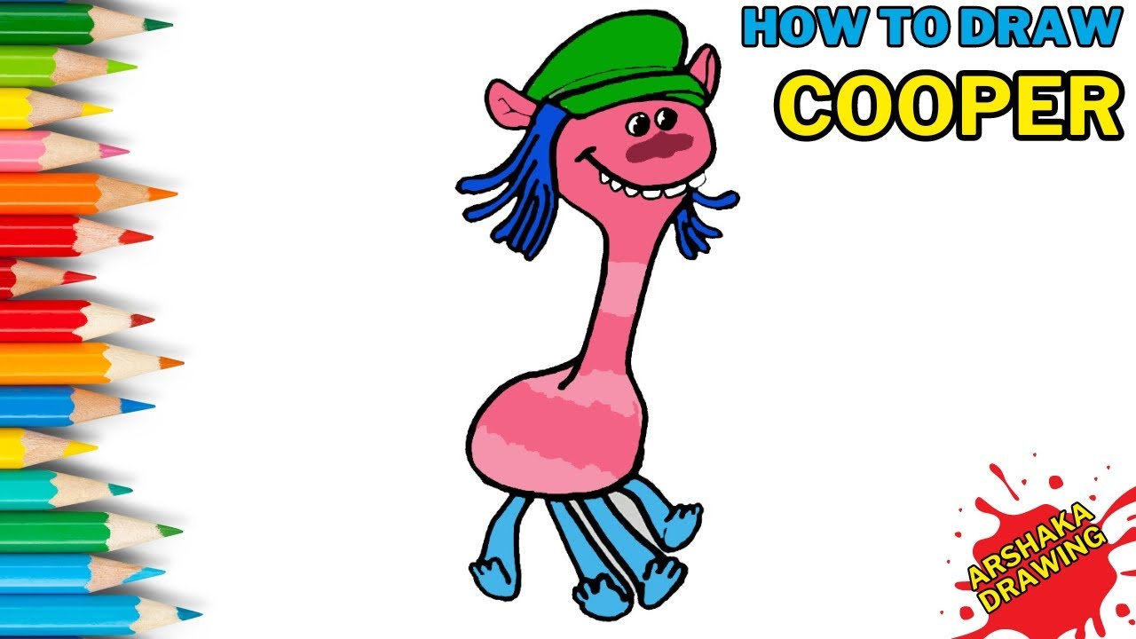 How to Draw Cooper from Trolls Easy Step by Step | Cartoon Characters ...