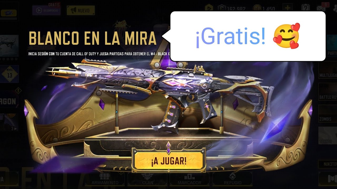 Gratis skin de M4 legendaria Black Gold Royal - COD Mobile - YouTube