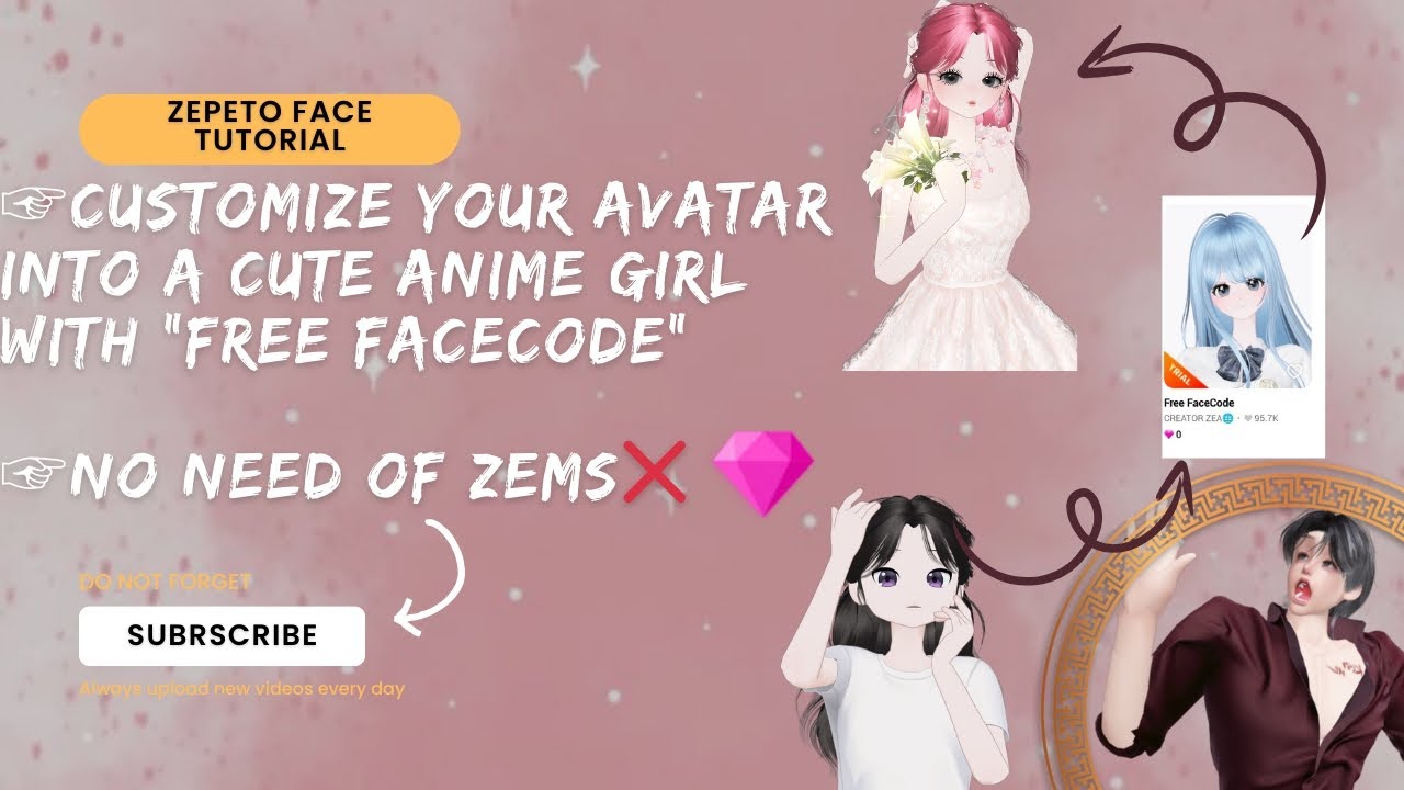 Zepeto Face Tutorial | No Zem Needed | Cute Anime Girl Face | Zepeto ...