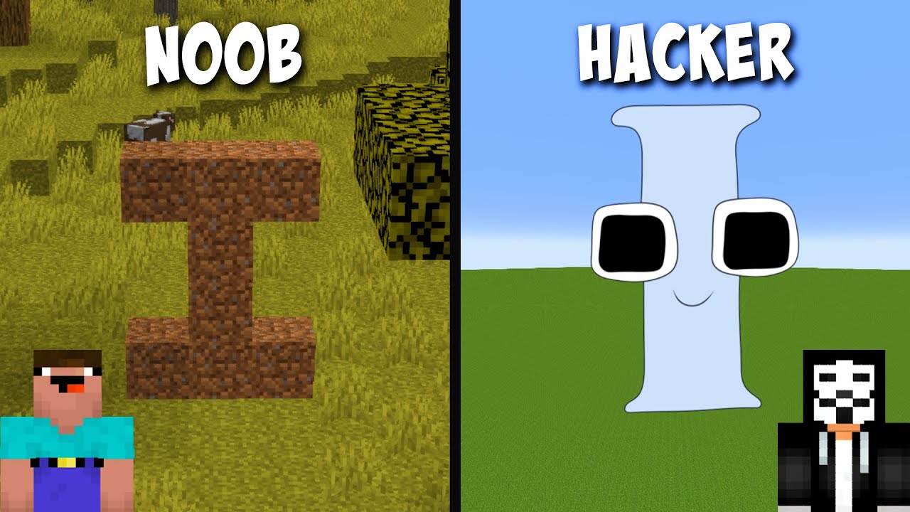 NOOB VS HACKER build ALPHABET LORE letter I in Minecraft ! - YouTube