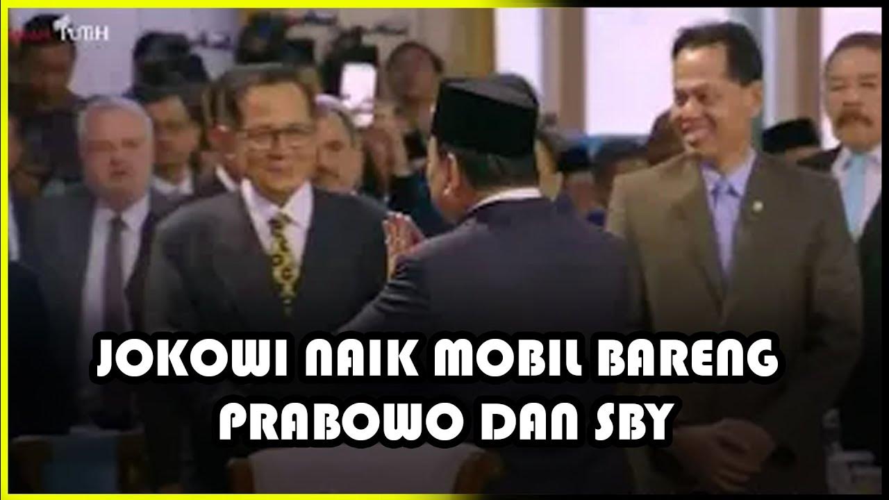 MOMEN Jokowi Naik Mobil Bareng Prabowo dan SBY Disopiri Teddy ke Istana - YouTube