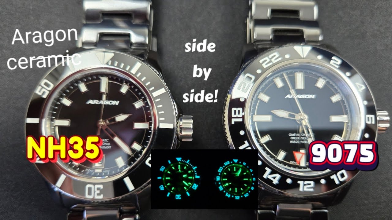 Aragon Hercules Ceramic Case & Bracelet NH35 Variant vs Miyota 9075 GMT ...