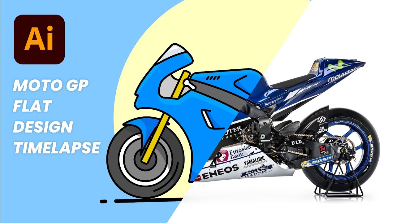 Flat Design Vector Art Timelapse | MotoGP Yamaha YZF-R1 | Adobe ...