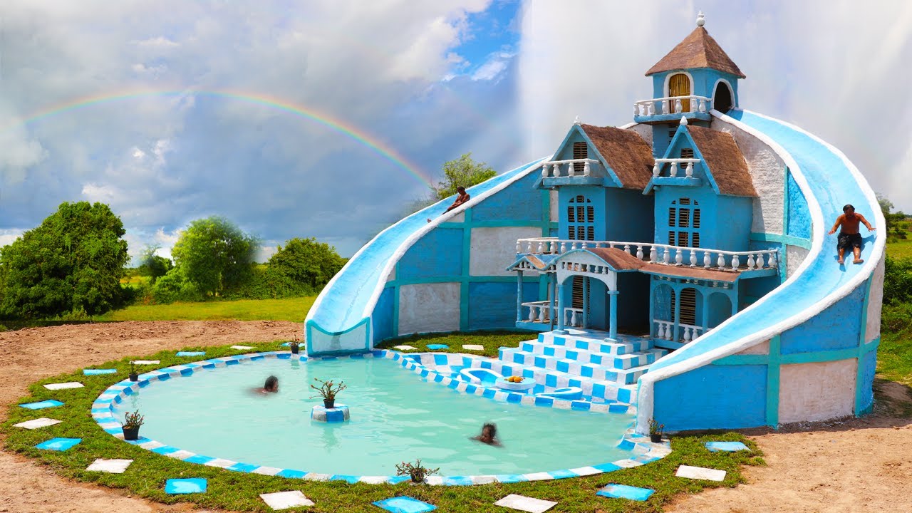 Build The Most Beautiful 4-Story Mud Victorian House, Swimming Pool And ...