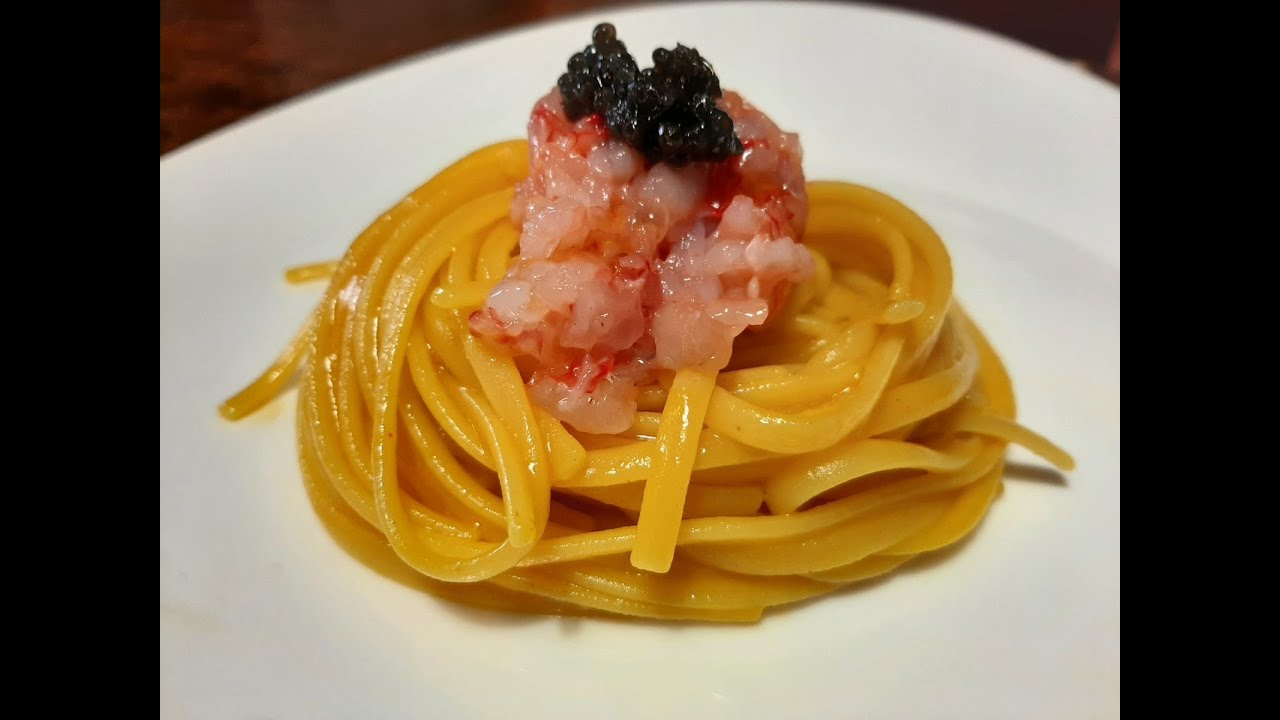 PASTA GOURMET con tartare di GAMBERO ROSSO E CAVIALE - YouTube