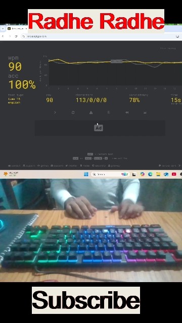 Typing speed 90 WPM | Typing test shorts | Monkeytype #typingshorts # ...