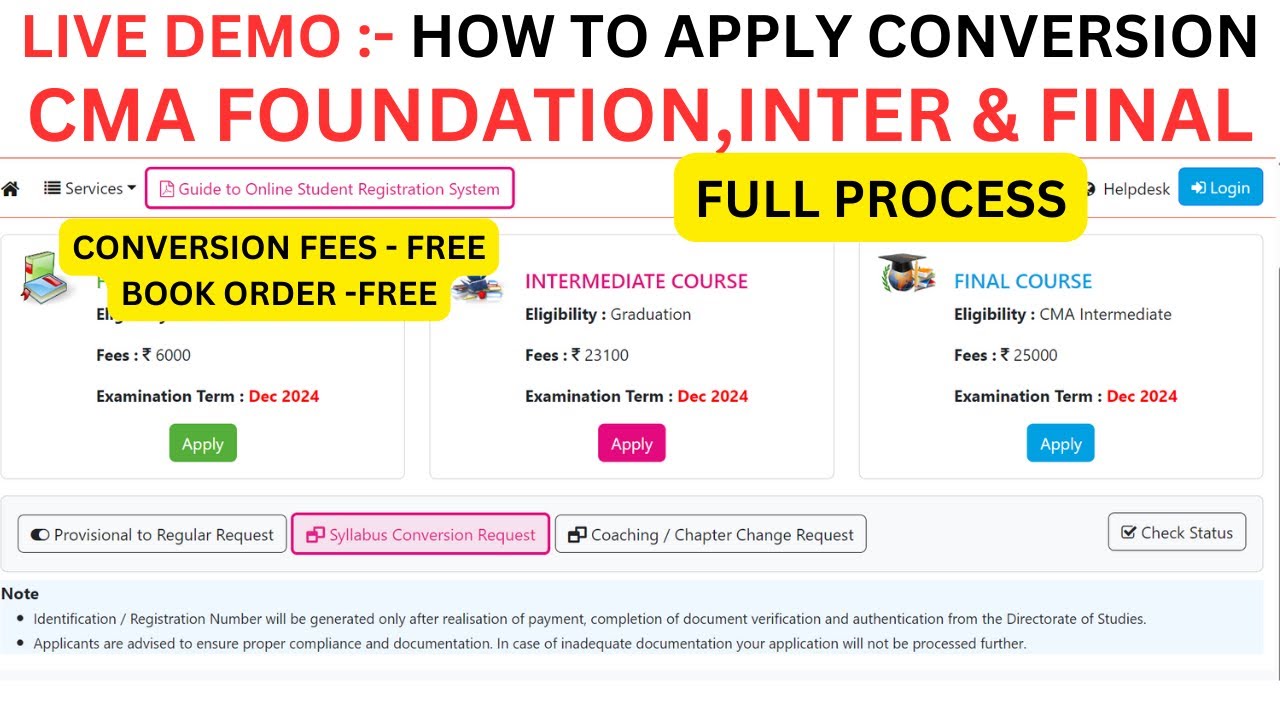 How to APPLY CMA NEW Course Conversion Full Process | CMA Foundation ...