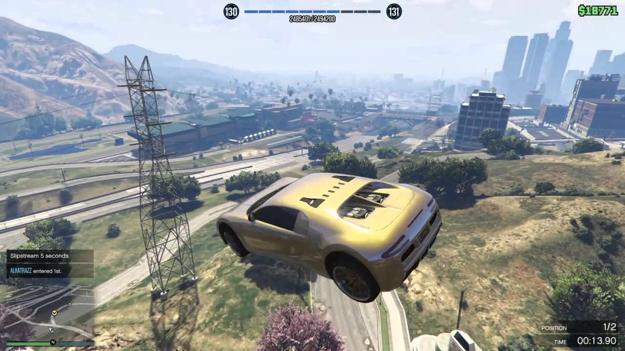 Grand Theft Auto V 360 jump spin off of car - YouTube