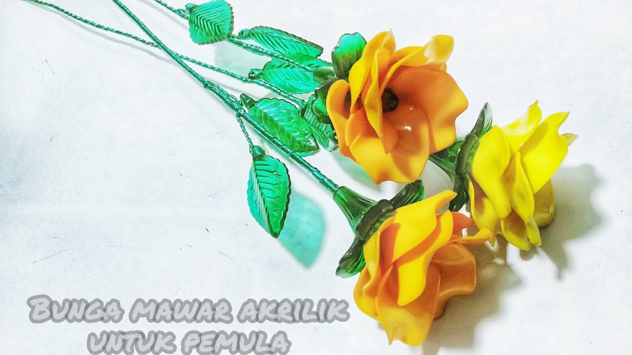 cara merangkai bunga mawar akrilik untuk pemula mudah dan simpel - YouTube