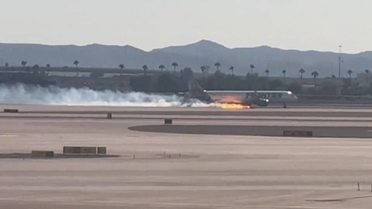 Frontier Plane catches fire while making hard landing in Las Vegas ...