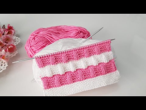 İki renkli kolay  yelek hırka battaniye örgü modeli / iki şiş örgü modelleri