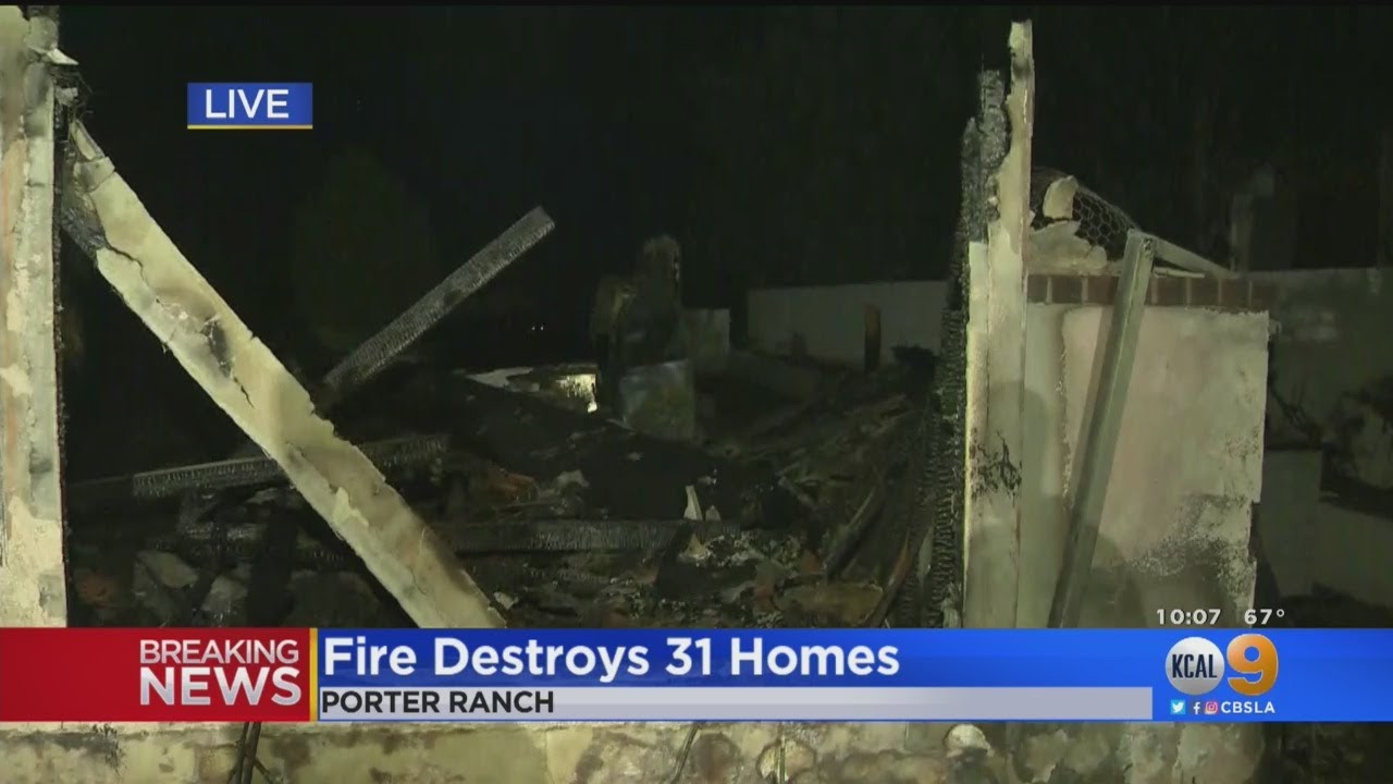 Saddle Ridge Fire Damages Homes In Porter Ranch - YouTube