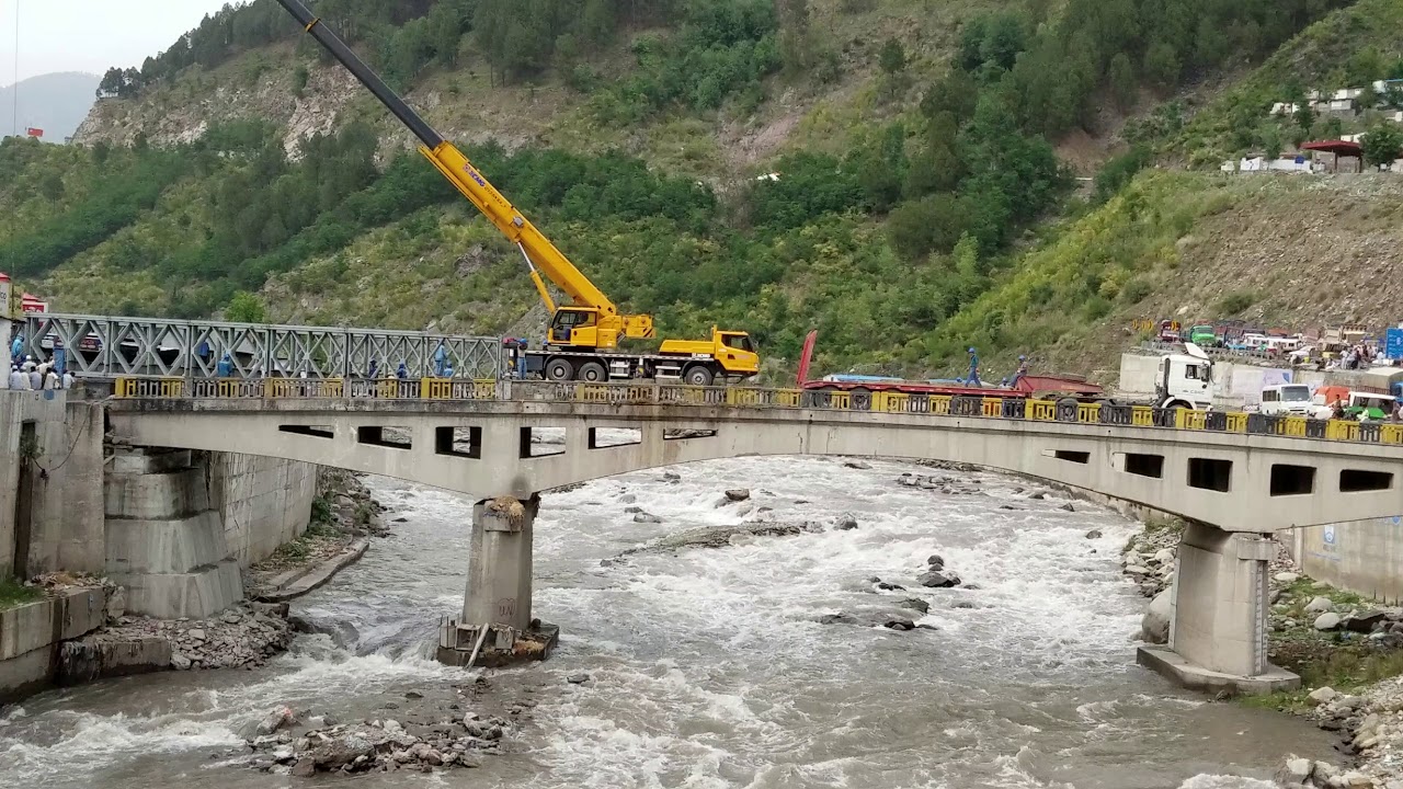 Ayub bridge renovation work by Chinese engineers with heavy machinery ...