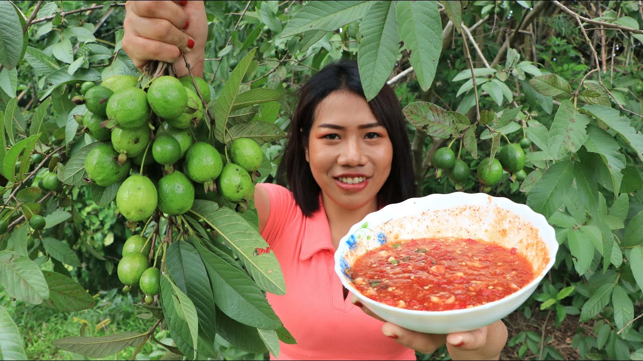 Eating fresh Guava fruit with chili salt - Eating show - YouTube