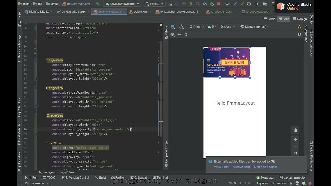 12 Using framelayout for overlapping view studyfever - YouTube