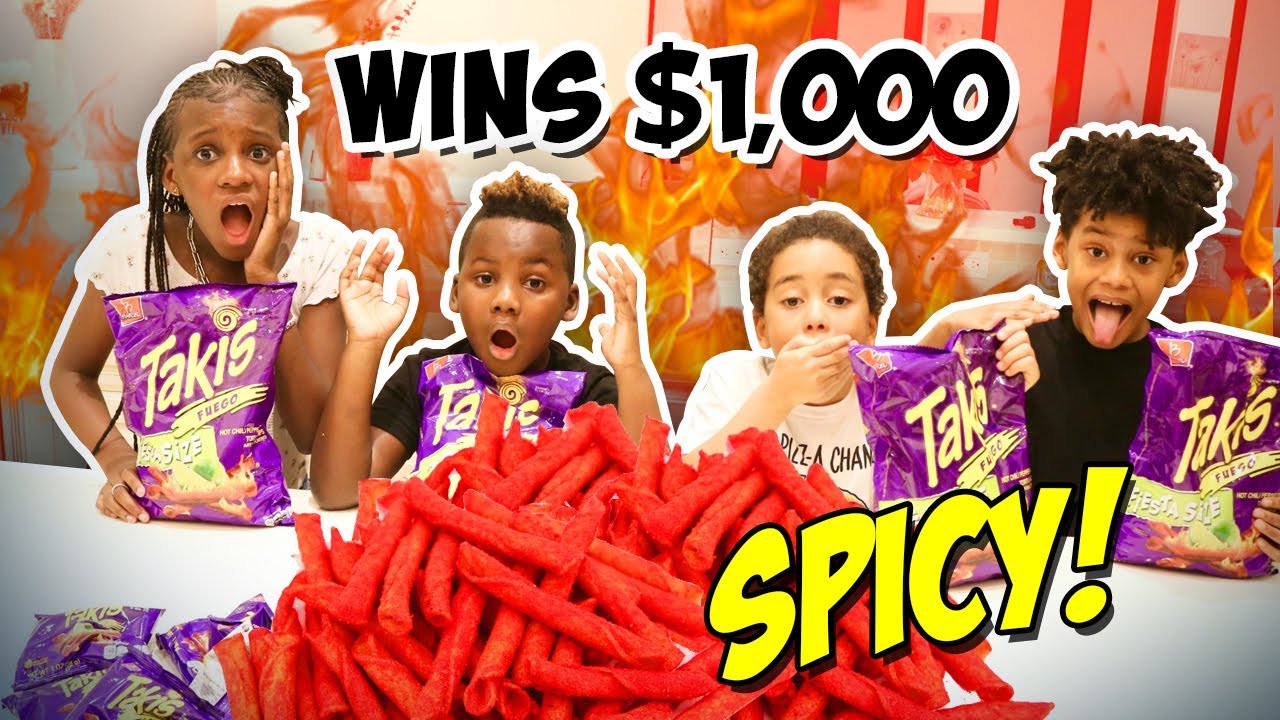 LAST TO STOP EATING SPICY TAKIS WINS $1,000 - YouTube