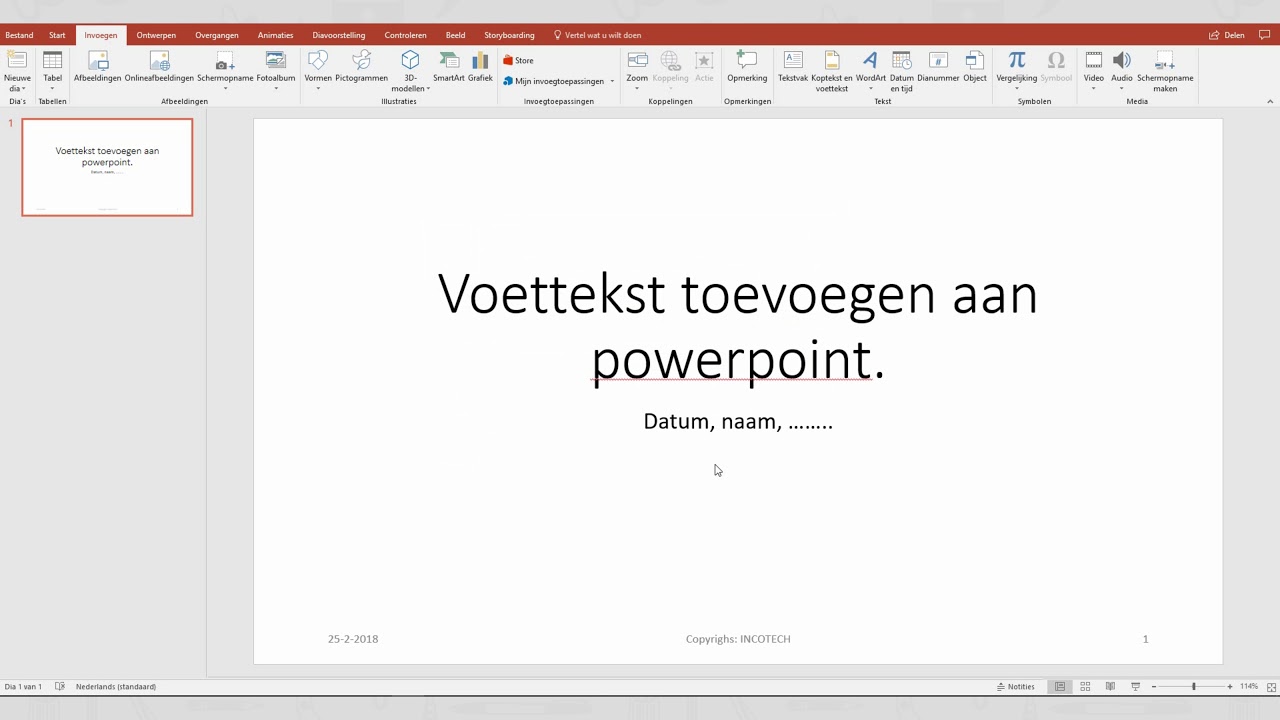 Voettekst toevoegen aan powerpoint - YouTube