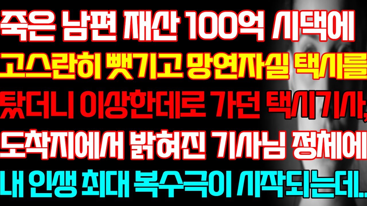 실화 사연 죽은 남편 재산 100억 시댁에 뺏기고 망연자실 택시를 탔더니 이상한데로 가던 택시기사 기사님 정체에 내 인생