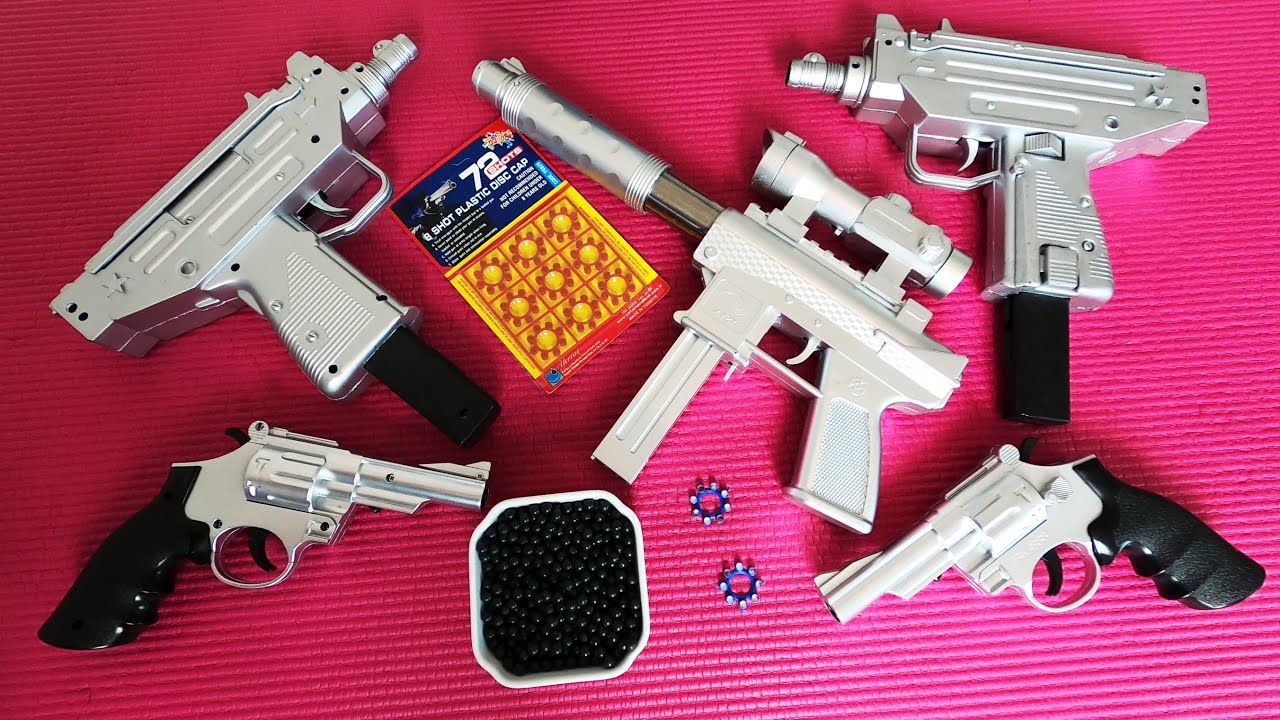 Toy Weapons !!! Silver Colors UZI and TEC9 Guns - Toy Pistols - YouTube