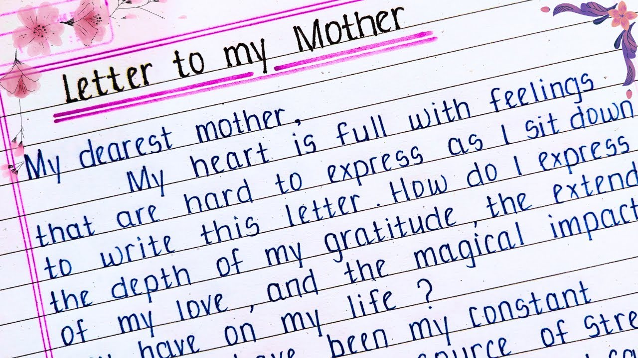 Mother's day letter | letter to my mother | letter writing in english ...