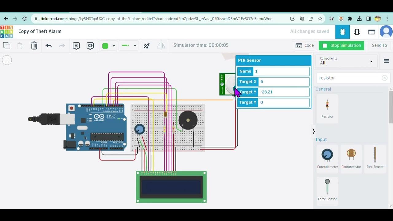 Security Alarm system using IOT in Tinkercad - YouTube