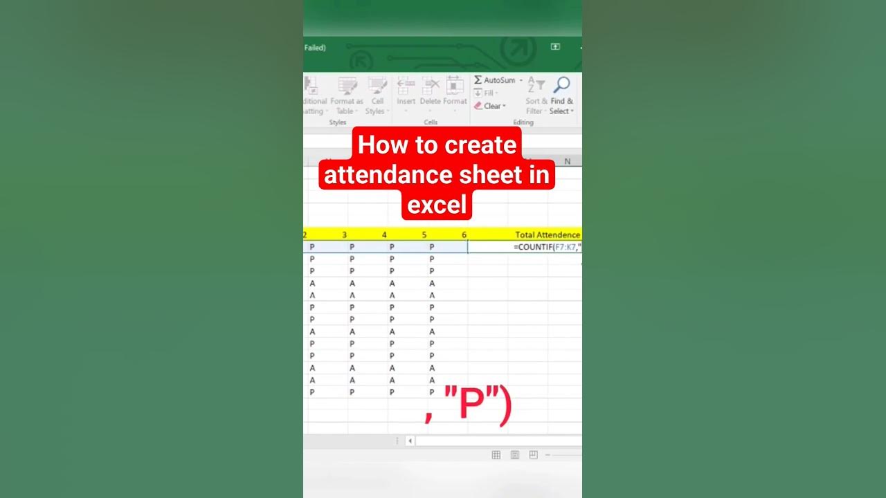 How To Create Attendance Sheet In Excel Officekeys Laptop Ms Exceltech Msoffice Shorts
