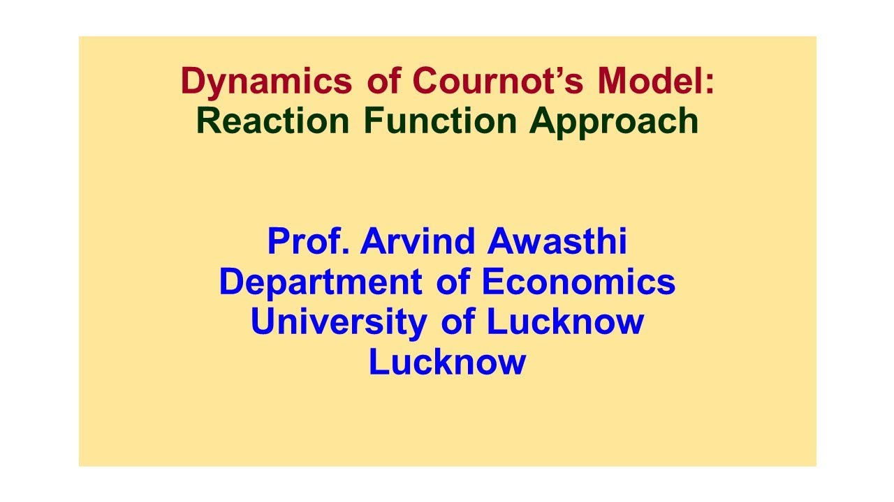 Reaction Functions & Dynamic Adjustment Process in Cournot's Model ...
