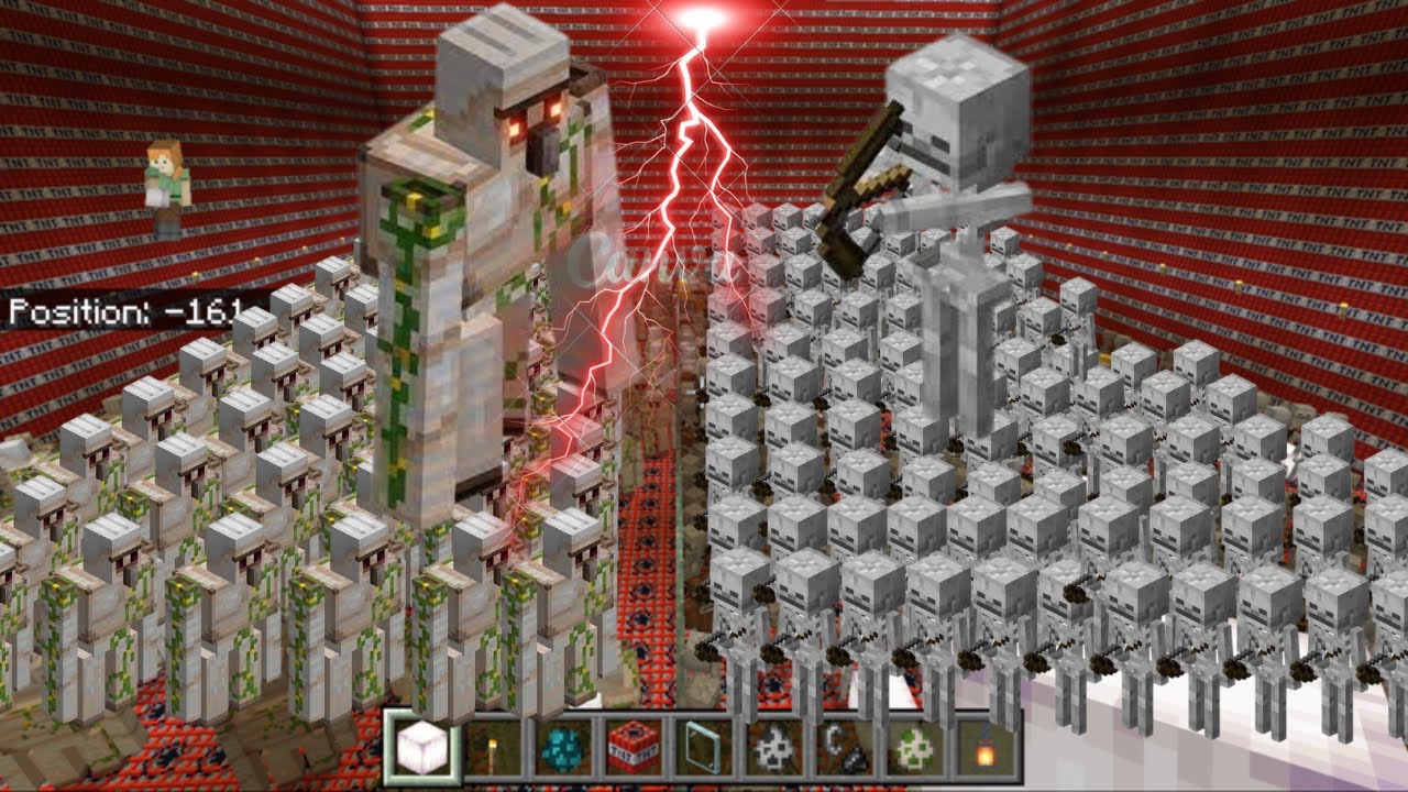 MINECRAFT SKELETON vs IRON GOLEM in TNT room - YouTube