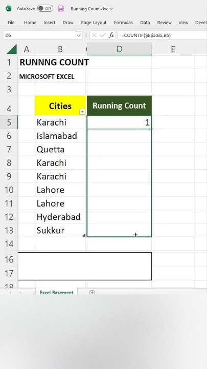 Running Count using COUNTIF Function in Microsoft #shorts - YouTube