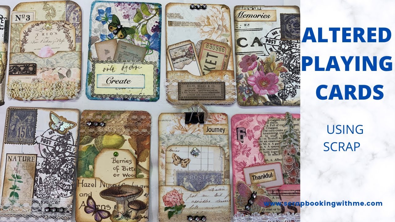 ALTERED PLAYING CARDS ~ USING UP SCRAPS - YouTube