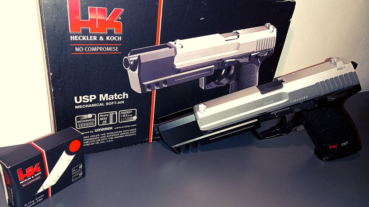 Airsoft - Heckler&Koch USP Match - Springer - Review - YouTube